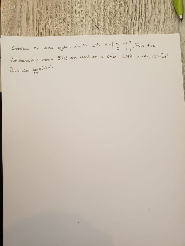 Solved Consider the linear system x'=Ax with A-1 § I. Find | Chegg.com