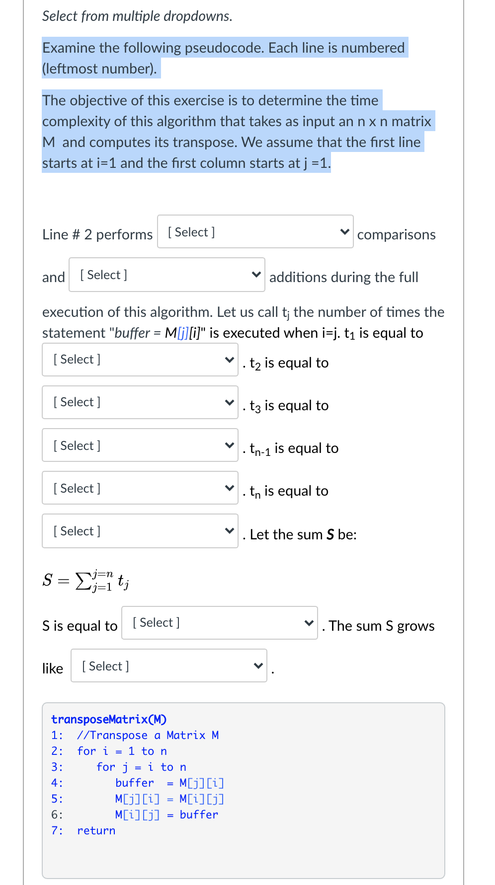 Select from multiple dropdowns. Examine the following | Chegg.com Select from multiple dropdowns. Examine the following | Chegg.com