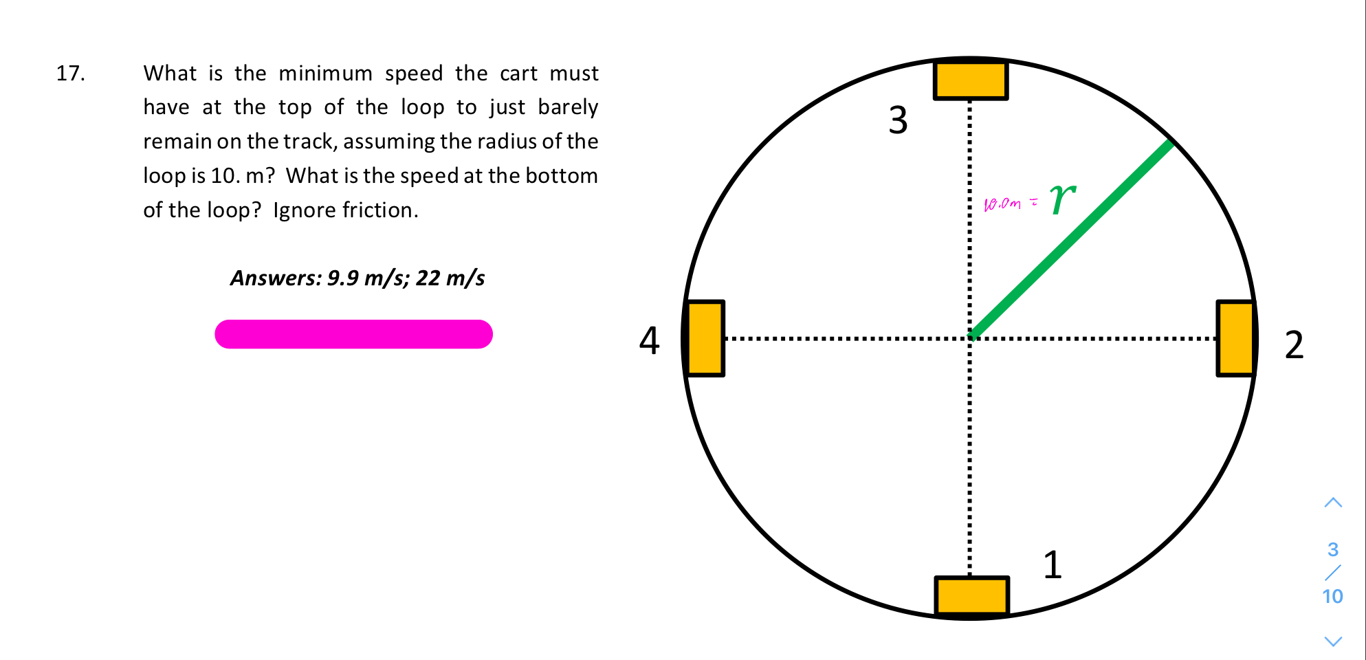 Solved What is the minimum speed the cart must have at the | Chegg.com