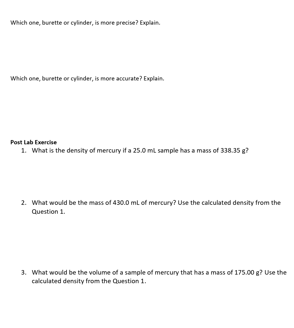 Solved Part A: Density of Deionized Water 1. Use a | Chegg.com
