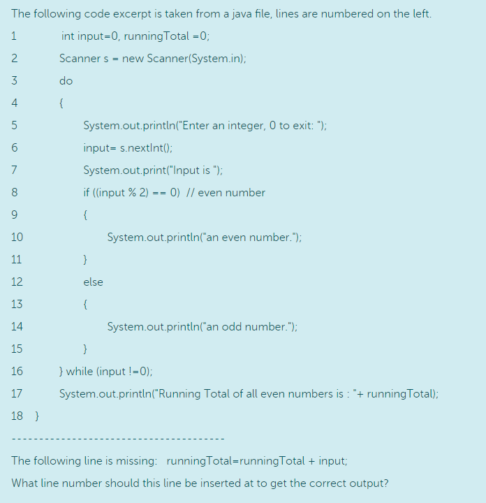 Solved 1 The following code excerpt is taken from a java | Chegg.com