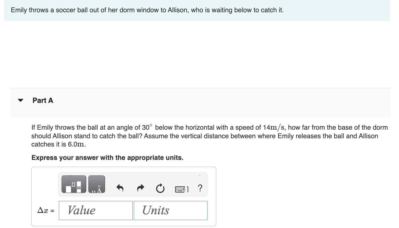 Solved Emily throws a soccer ball out of her dorm window to | Chegg.com