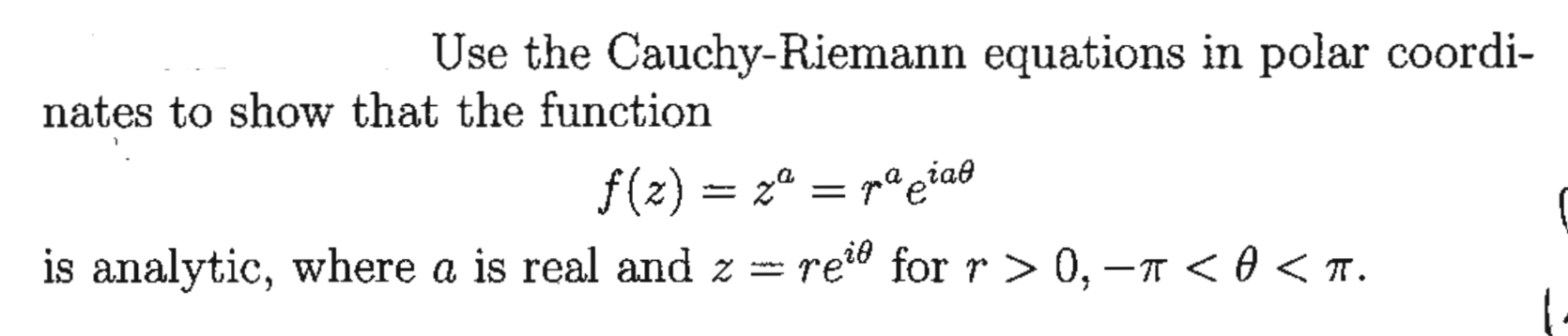 Solved Use the Cauchy-Riemann equations in polar coordinates | Chegg.com