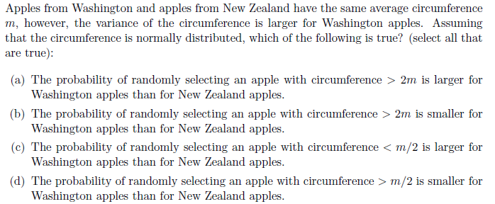Solved Apples from Washington and apples from New Zealand | Chegg.com