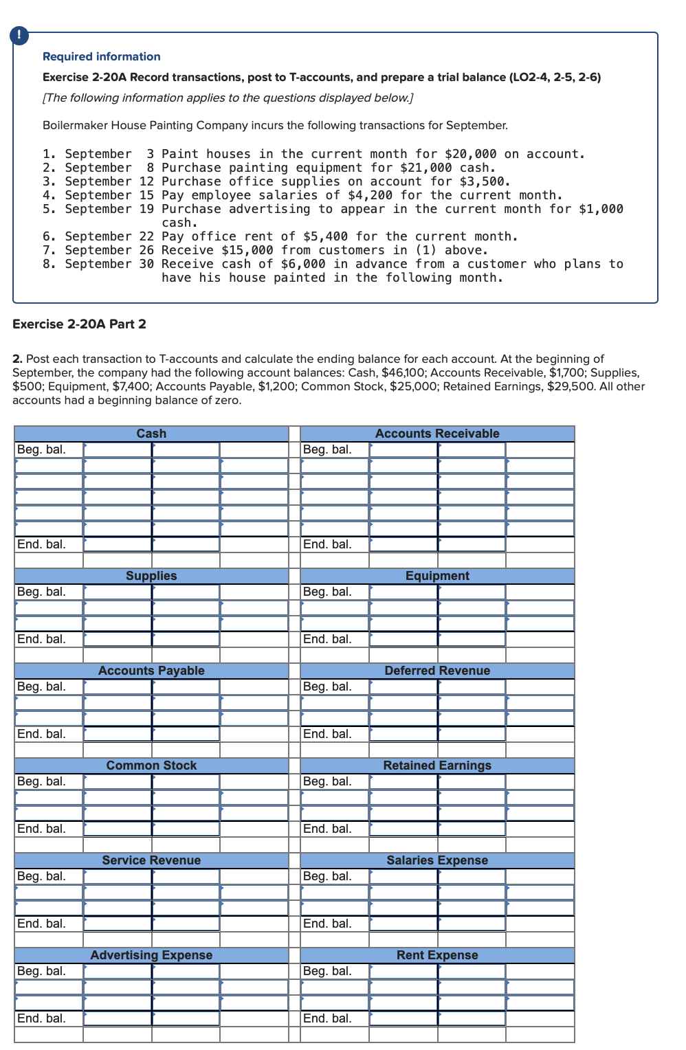 Solved Required information Exercise 2-20A Record | Chegg.com