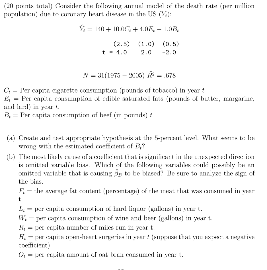 Solved (20 points total) Consider the following annual model | Chegg.com