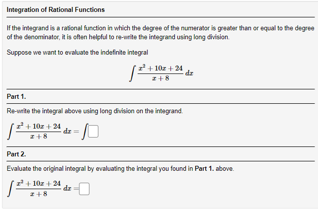 Solved Integration of Rational Functions If the integrand is | Chegg.com