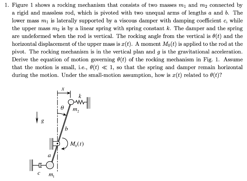 Solved a 1. Figure 1 shows a rocking mechanism that consists | Chegg.com