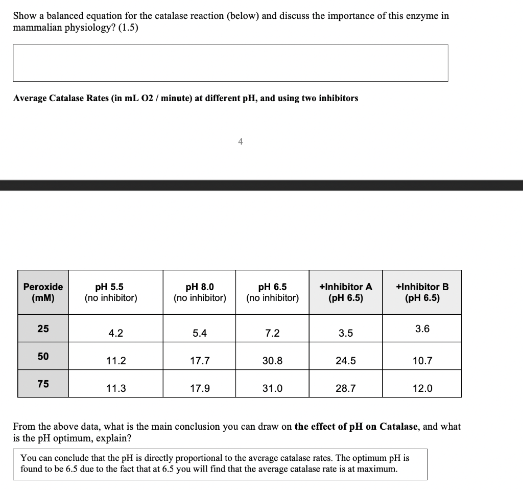 Solved Show a balanced equation for the catalase reaction | Chegg.com