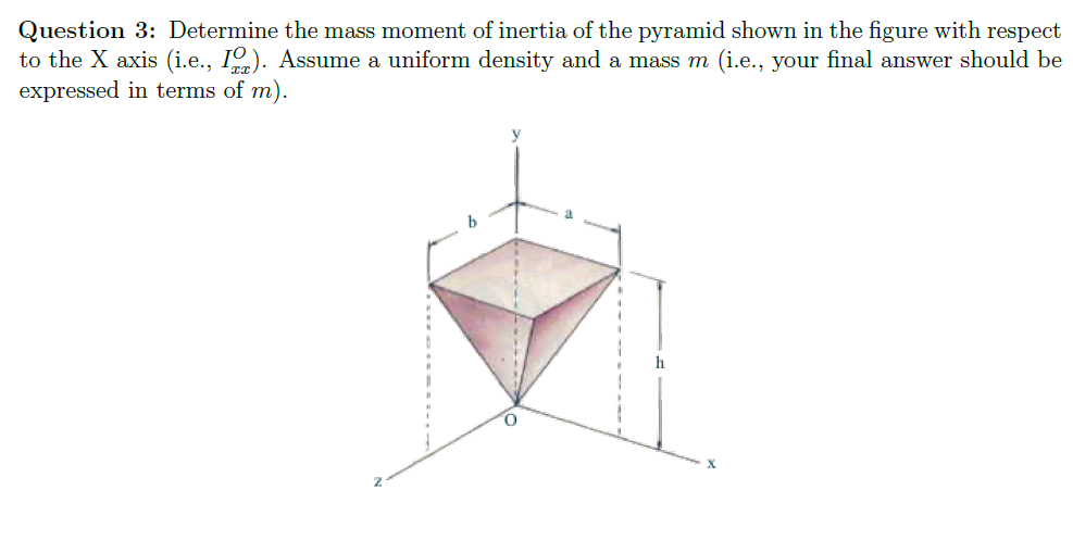 Solved Determine the mass moment of inertia of the pyramid | Chegg.com