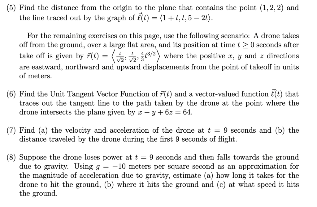 Solved (5) Find the distance from the origin to the plane | Chegg.com