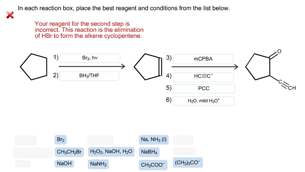 Solved In each reaction box, place the best reagent and | Chegg.com