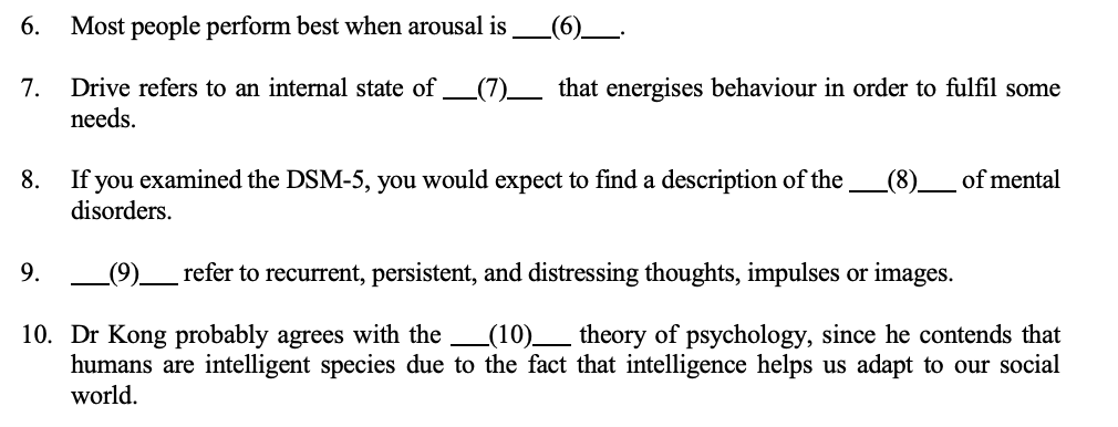 Solved Attention Obsessions Sensory Moderate Equilibrium | Chegg.com