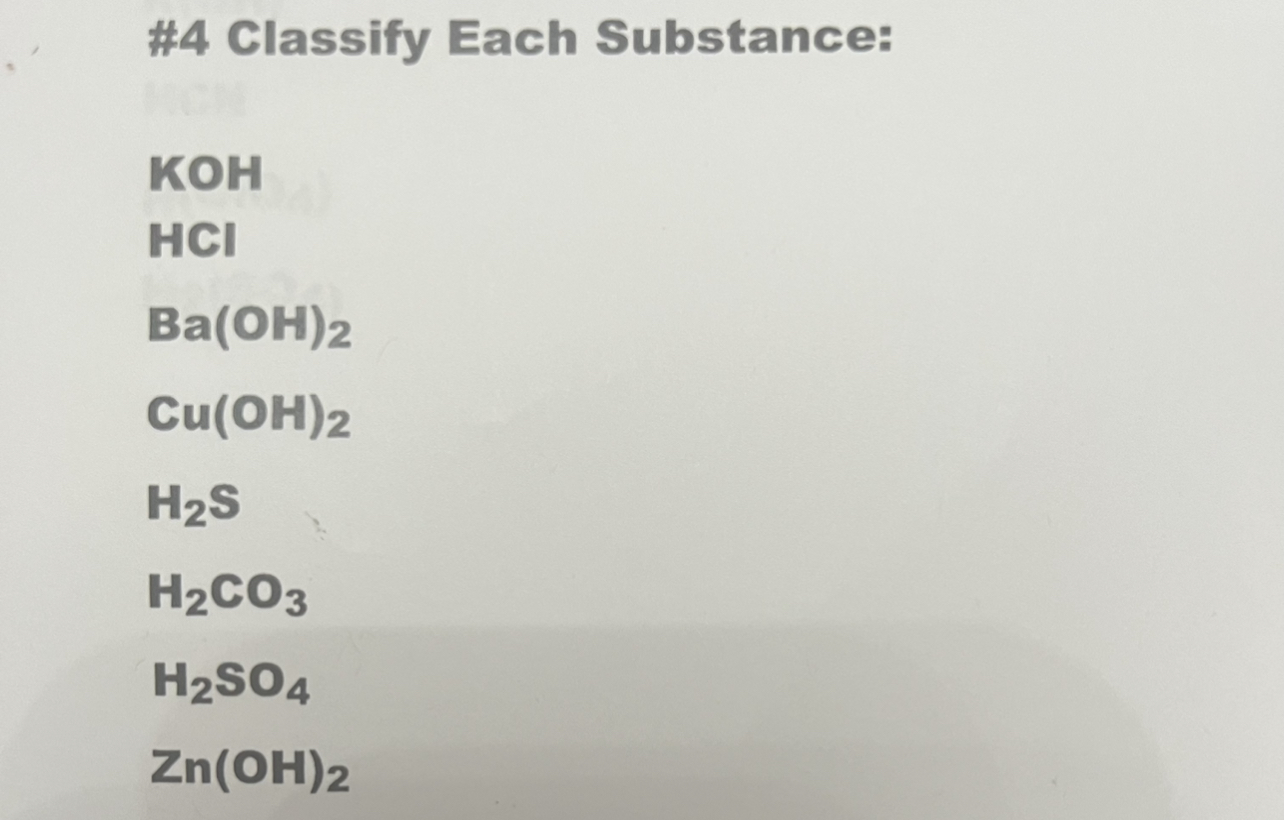 Solved \#4 Classify Each Substance: | Chegg.com