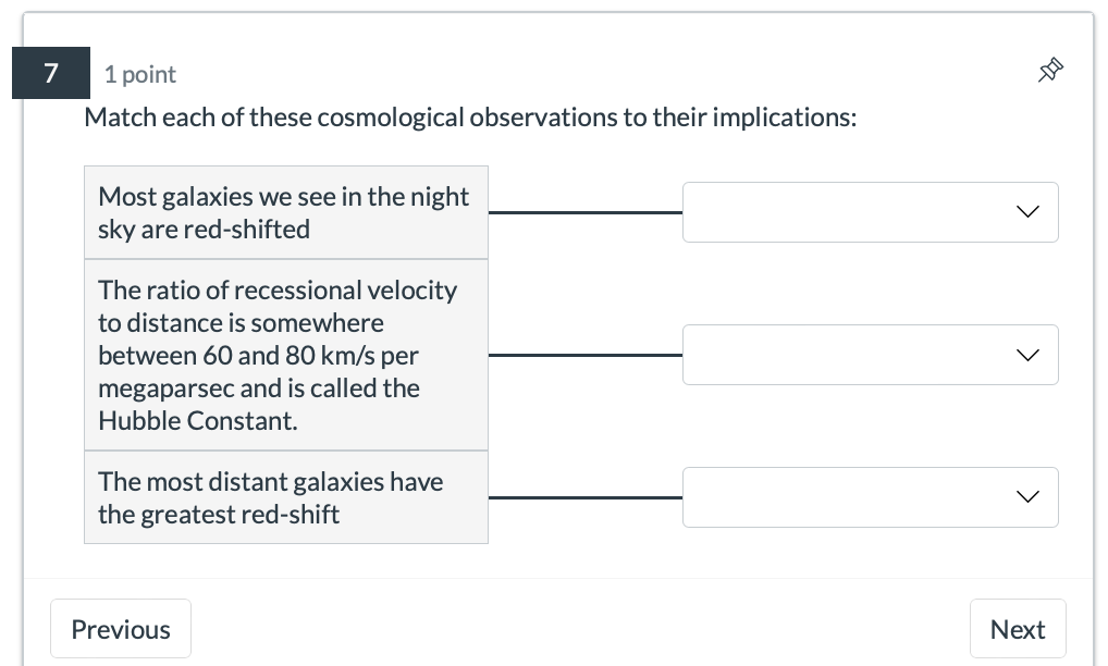 Solved Match each of these cosmological observations to | Chegg.com
