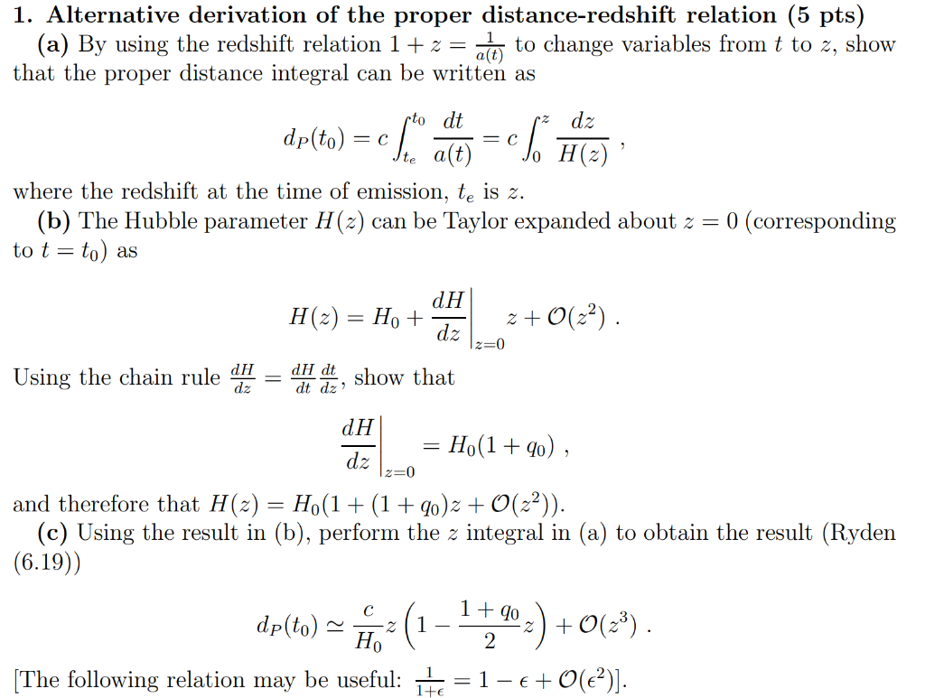 Solved 1. Alternative derivation of the proper | Chegg.com