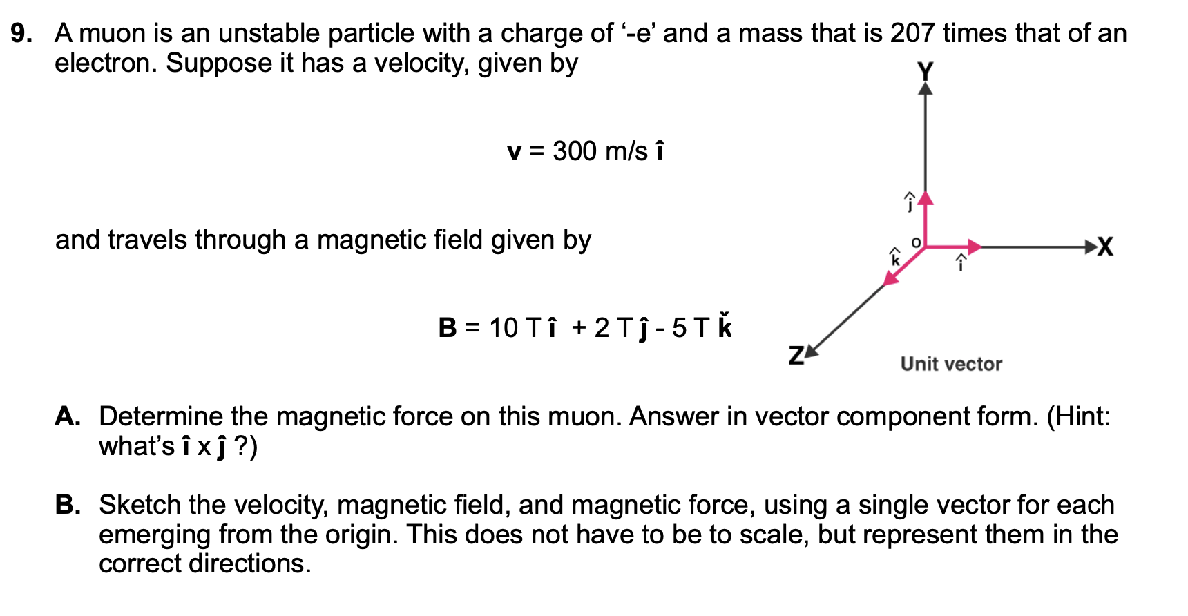 Solved 9. A muon is an unstable particle with a charge | Chegg.com
