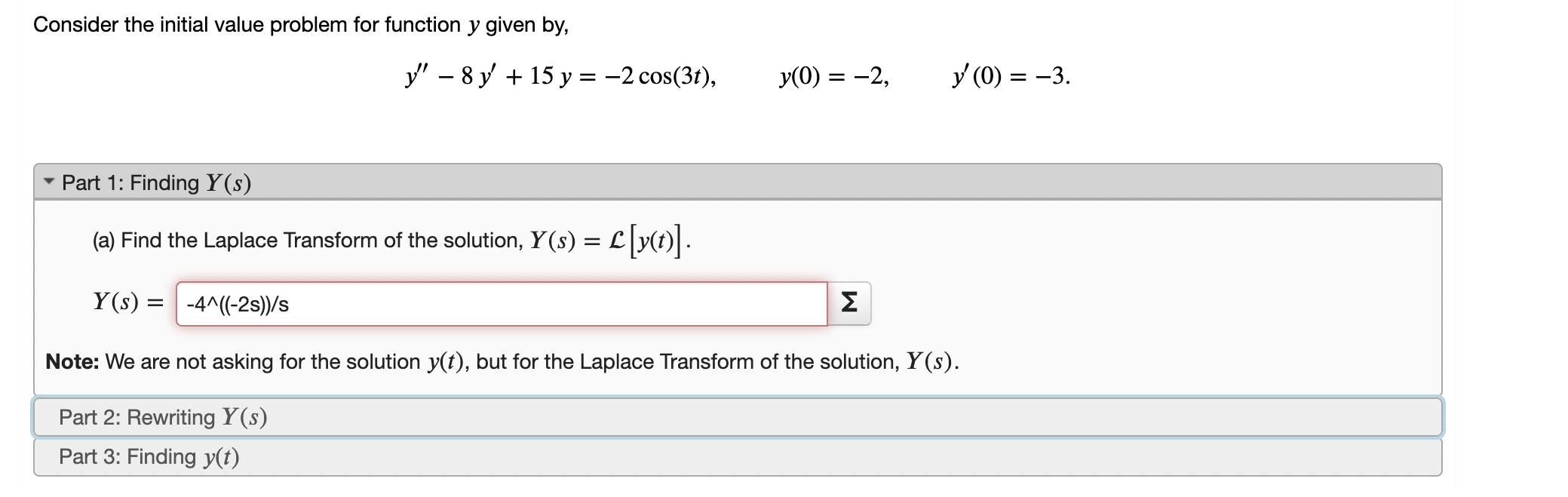 Solved Consider the initial value problem for function y | Chegg.com