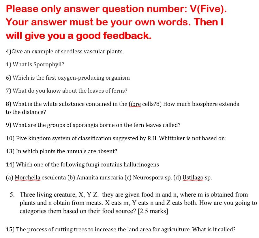Solved Please only answer question number: V(Five). Your | Chegg.com Solved Please only answer question number: V(Five). Your | Chegg.com