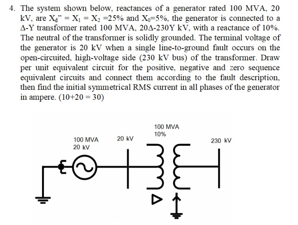 Solved = 4. The system shown below, reactances of a | Chegg.com