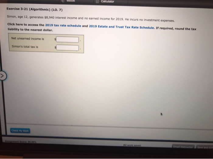 Solved calculator Exercise 3-21 (Algorithmic) (LO. 7) Simon, | Chegg.com