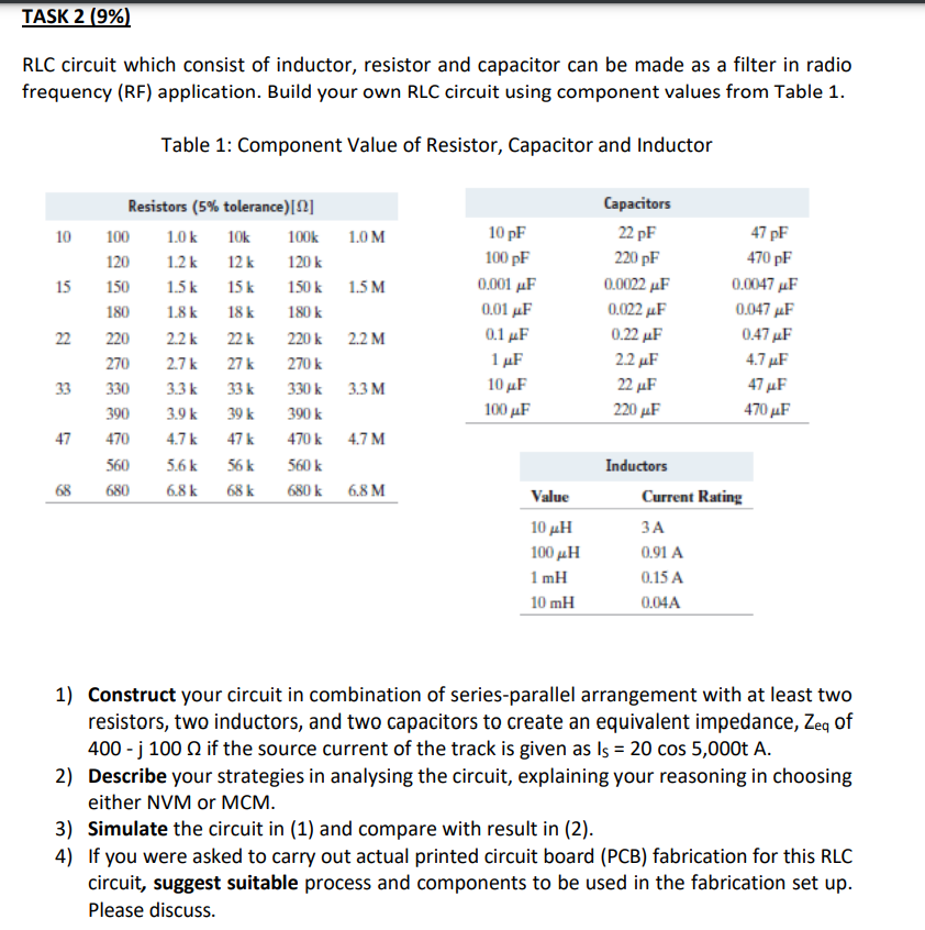 Solved TASK 2(9 %) ﻿The track on the printed circuit board | Chegg.com