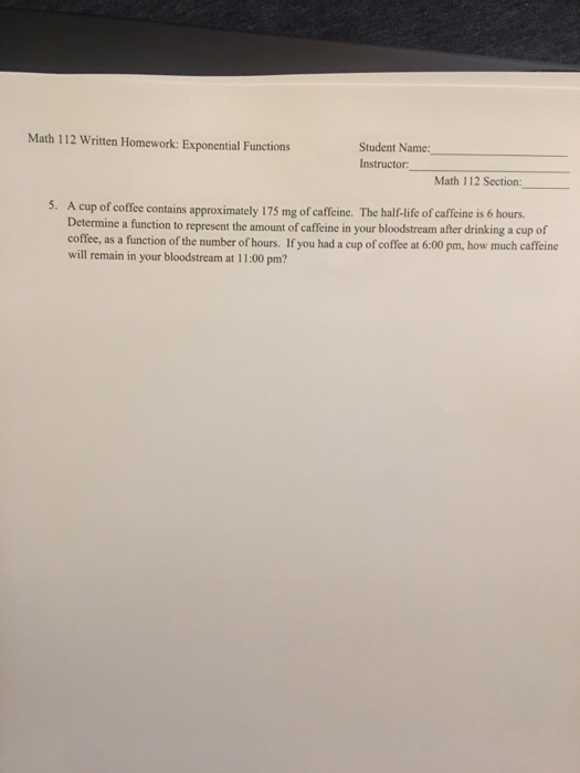 Solved Math 112 Written Homework Exponential Functions