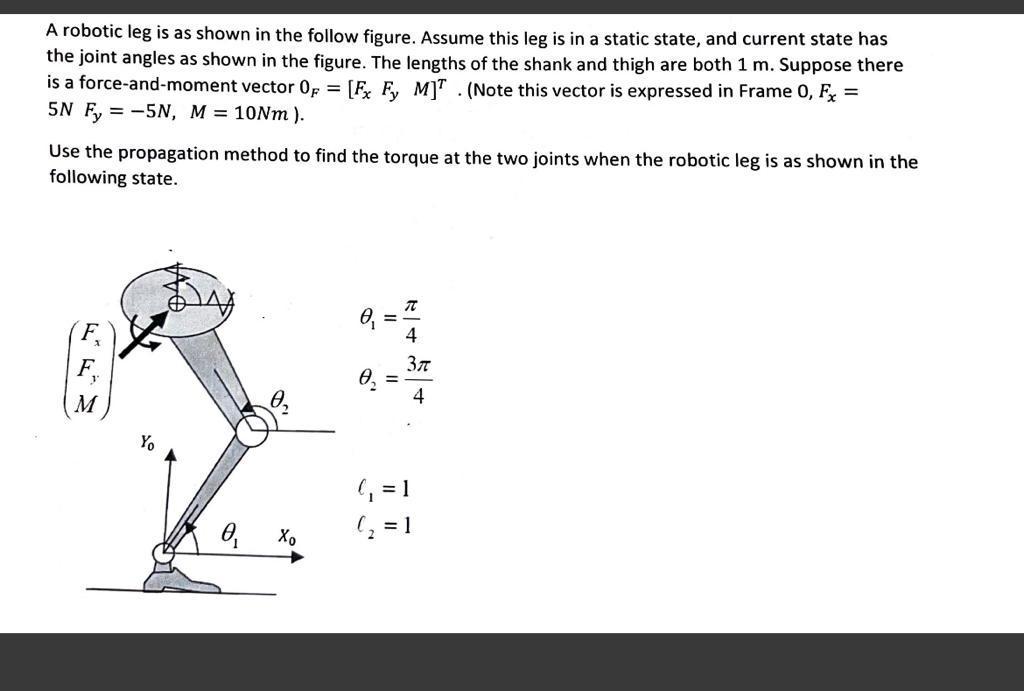 A robotic leg is as shown in the follow figure. | Chegg.com