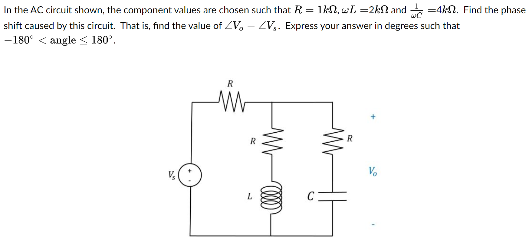 Solved In the AC circuit shown, the component values are | Chegg.com