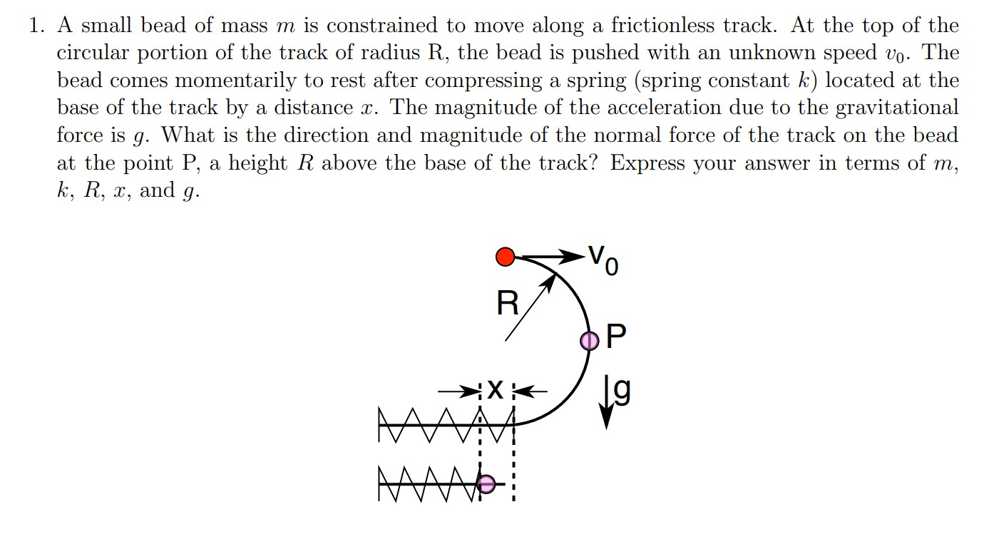 Solved 1. A small bead of mass m is constrained to move | Chegg.com