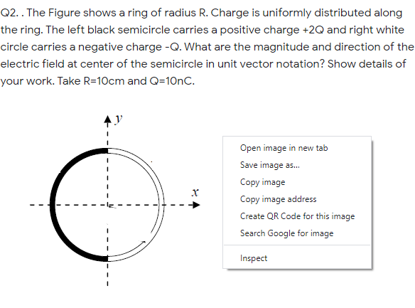 Solved Q2.. The Figure shows a ring of radius R. Charge is | Chegg.com
