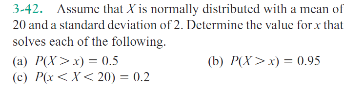 Solved 3-42. Assume that X is normally distributed with a | Chegg.com