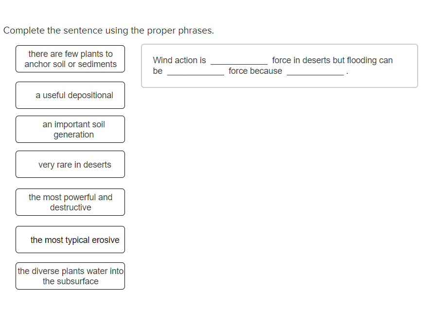 Solved Complete the sentence using the proper phrases. Wind | Chegg.com