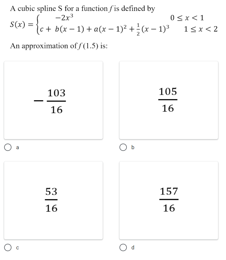 Solved -2x3 A cubic spline S for a function fis defined by 0 | Chegg.com