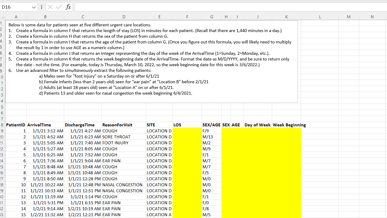Solved Below is some data for patients seen at five | Chegg.com