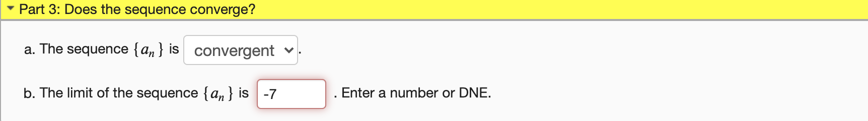 Solved (1 point) 7n Consider the sequence {an} = { in +1 7n | Chegg.com