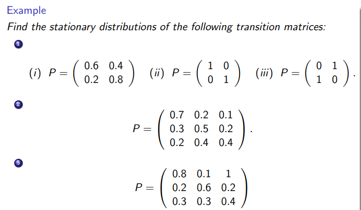 Solved Example Find the stationary distributions of the | Chegg.com