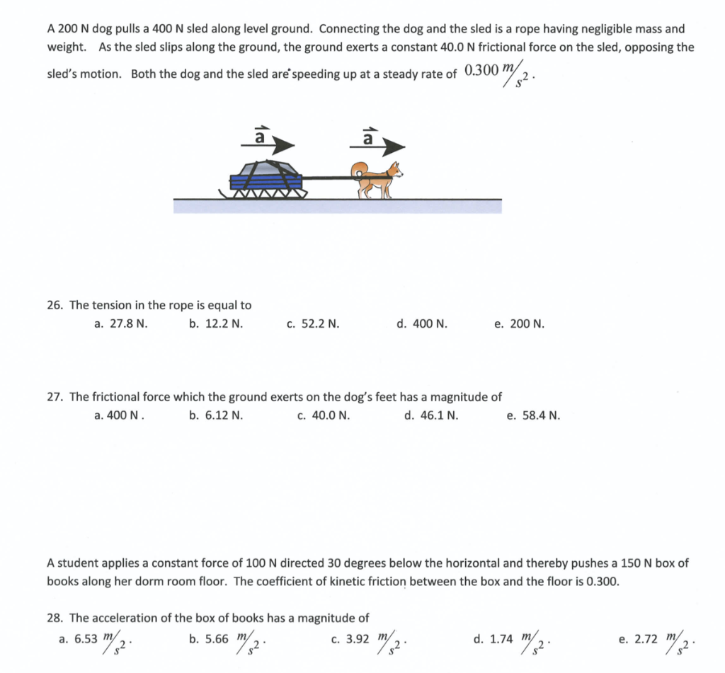 Solved A 200 N dog pulls a 400 N sled along level ground. | Chegg.com