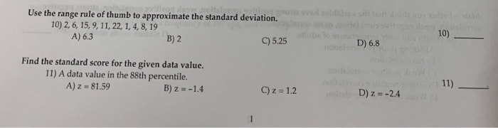 Solved Use the range rule of thumb to approximate the | Chegg.com