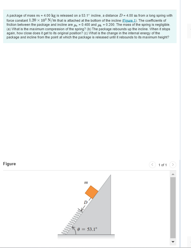 Solved A package of mass m=4.00 kg is released on a 53.1∘ | Chegg.com