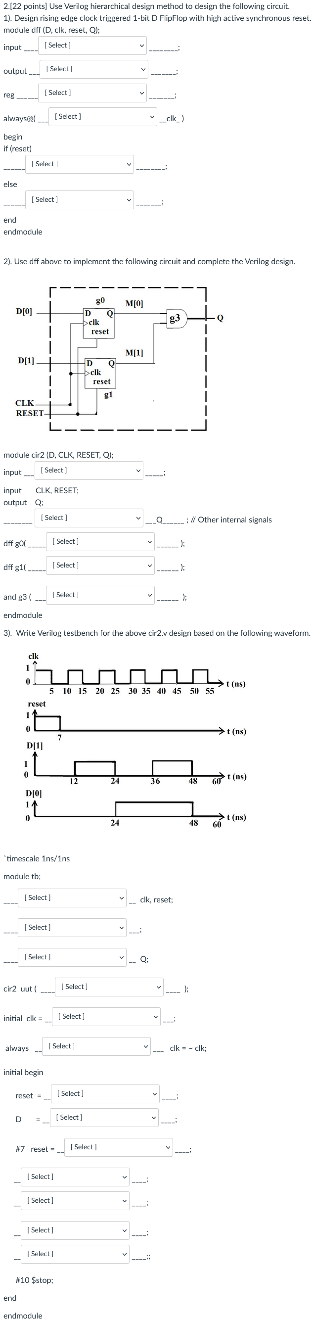 Solved 2 [22 Points] Use Verilog Hierarchical Design Method