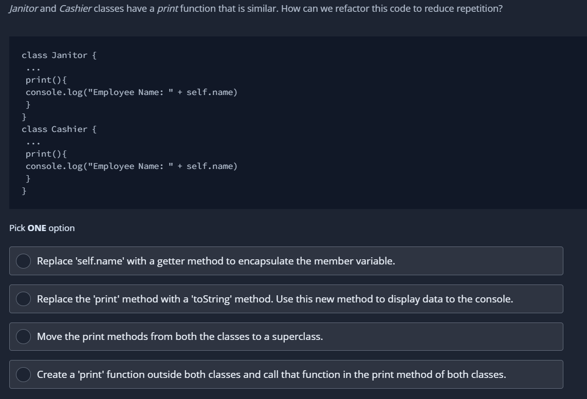 Solved Janitor and Cashier classes have a print function | Chegg.com