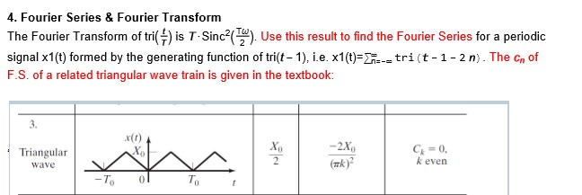 Solved 4. Fourier Series & Fourier Transform The Fourier | Chegg.com