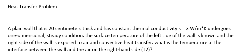 Solved Heat Transfer Problem A plain wall that is 20 | Chegg.com