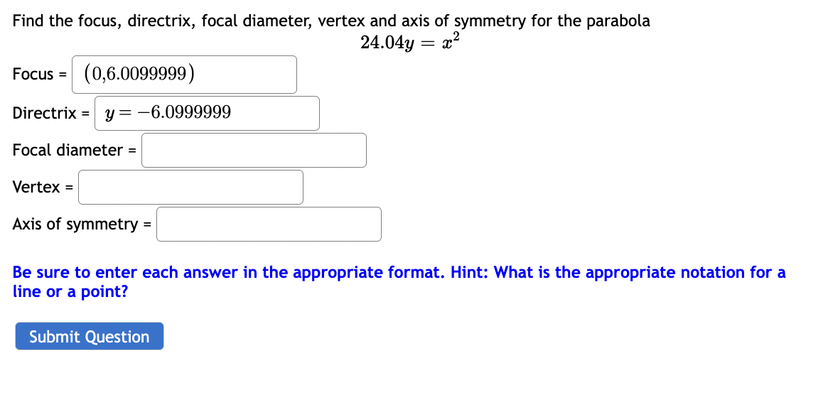 Solved Find the focus, directrix, focal diameter, vertex and | Chegg.com