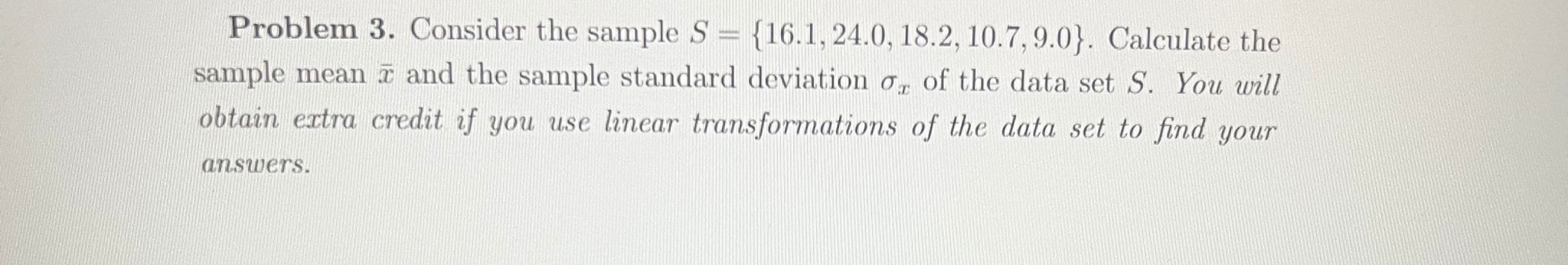 Solved Problem 3. Consider the sample | Chegg.com