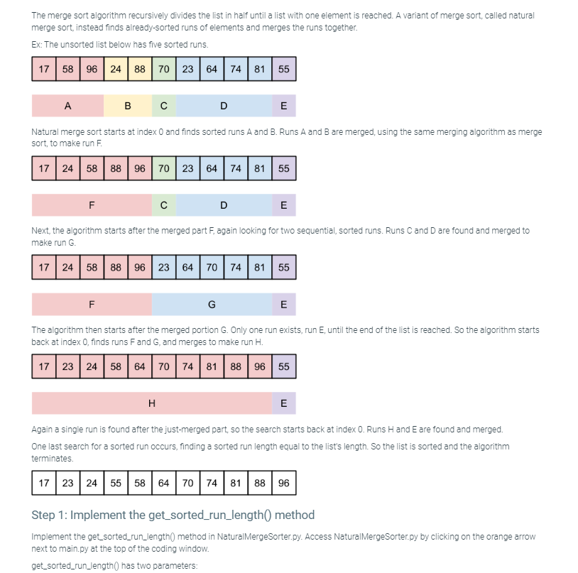 Solved The merge sort algorithm recursively divides the list | Chegg.com