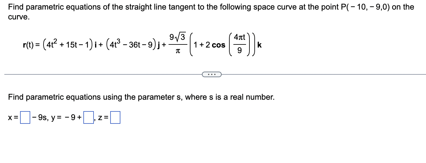 Solved Find parametric equations of the straight line | Chegg.com