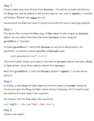 Solved Step 3 Create a Cat class that inherits from | Chegg.com
