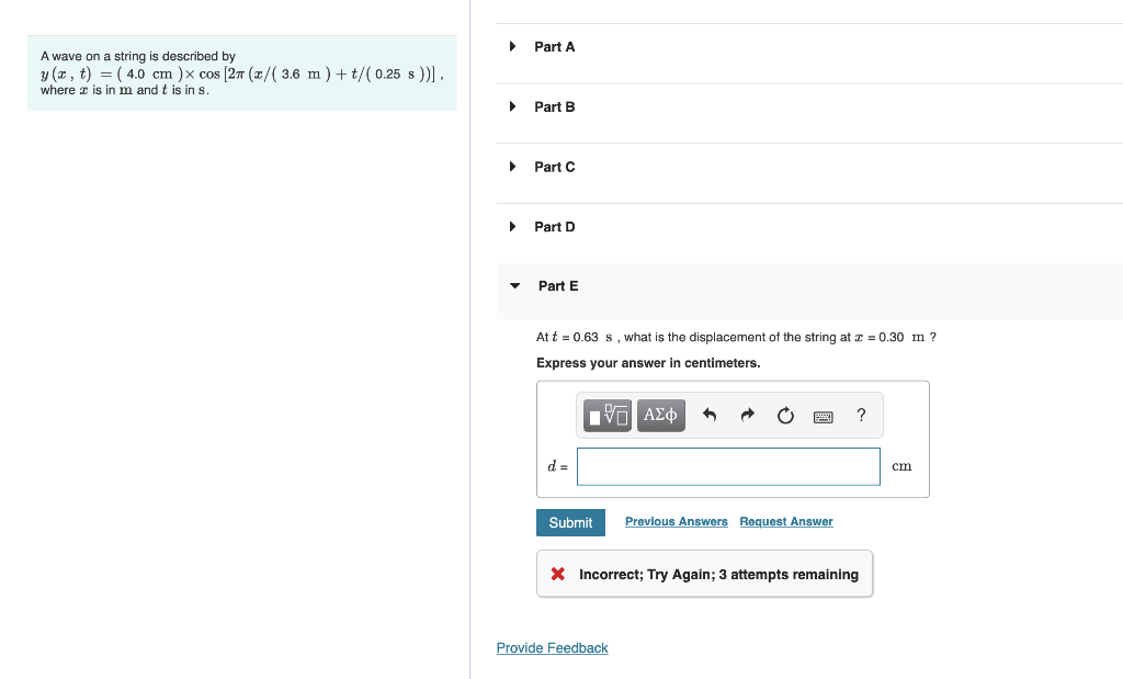 Solved A wave on a string is described by y(x,t)=(4.0 | Chegg.com